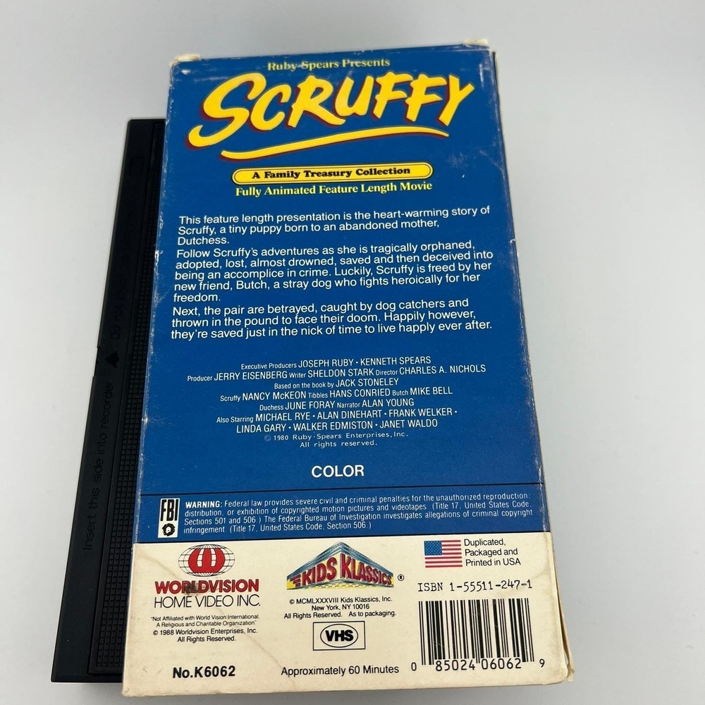 Media | Scruffy Vhs 1988 Rubyspears Kids Klassics Animated Dog Movie ...